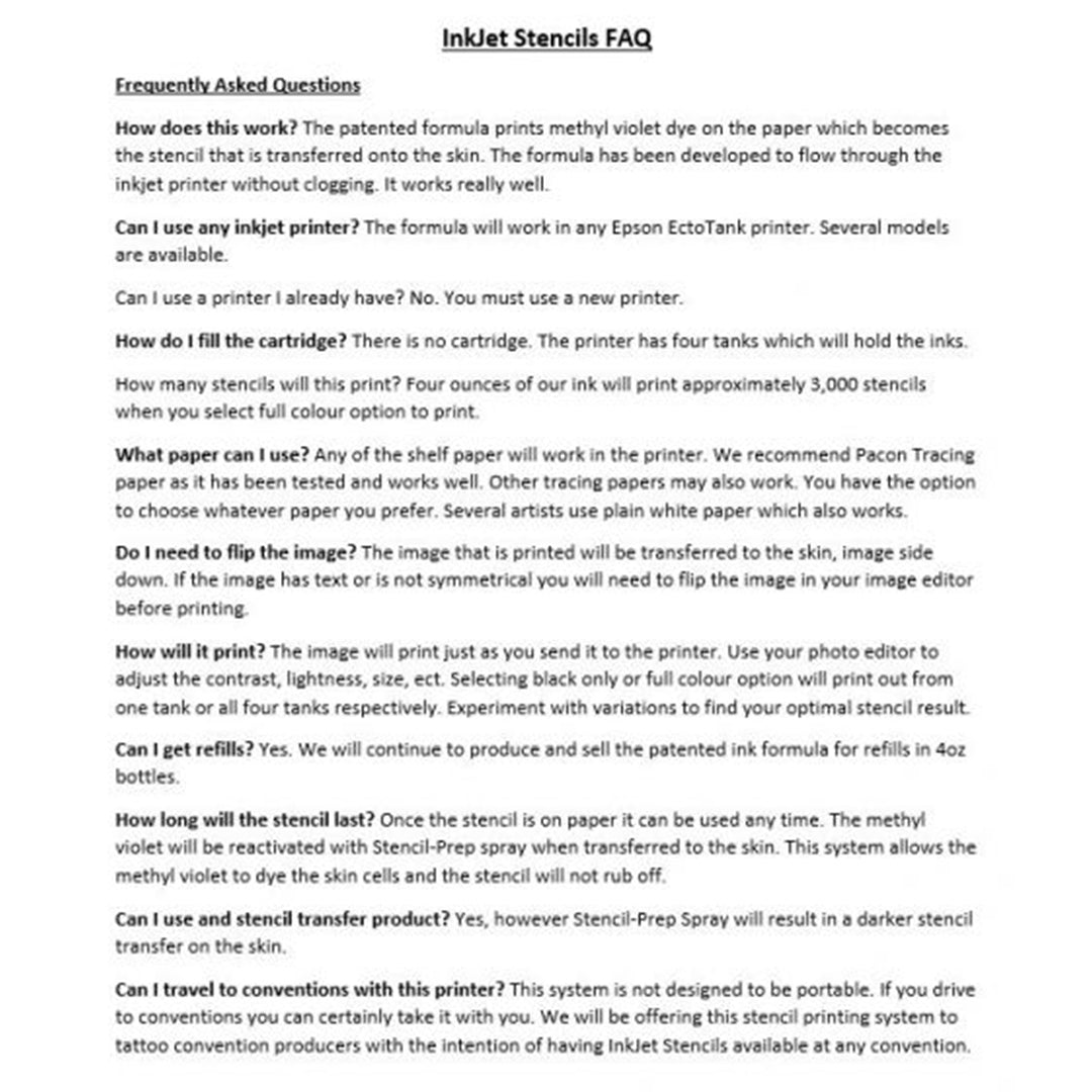 INKJET STENCIL 4OZ BOTTLE | Ink Stop